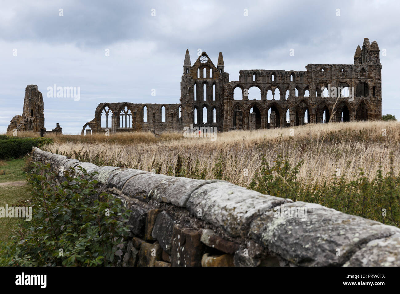 Whitby Abbey is a ruined Benedictine abbey overlooking the North Sea on ...