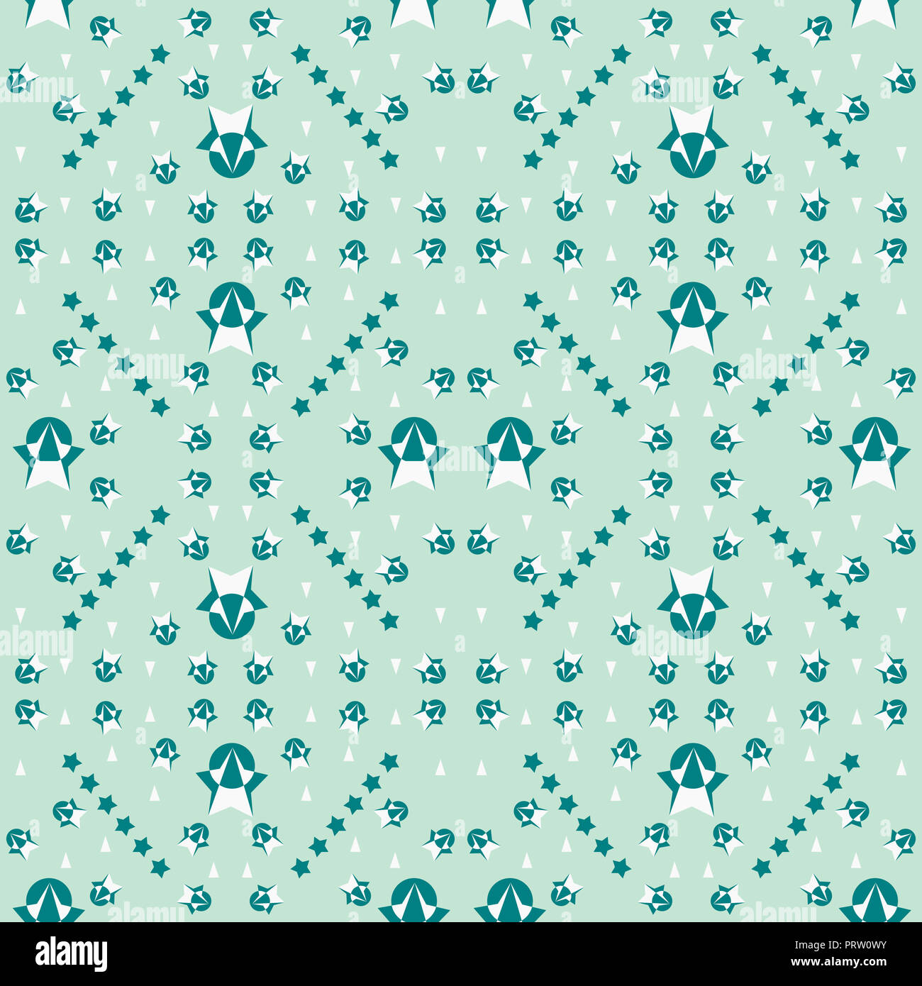 Seamless pattern of stars and geometric shapes in white and dark teal ...