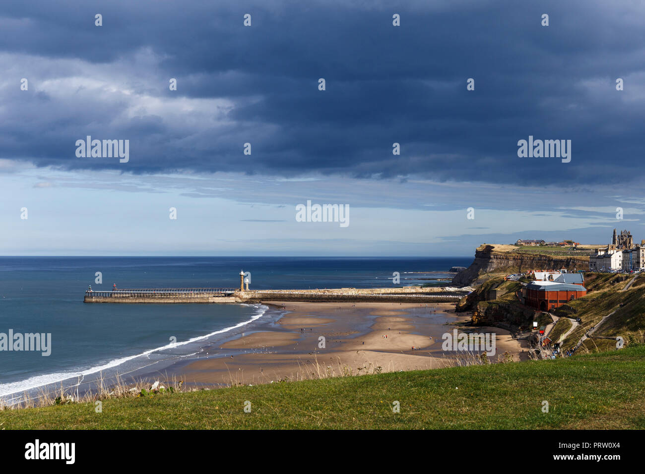 Beach and coastline at Whitby, North Yorkshire, UK - North Promenade ...
