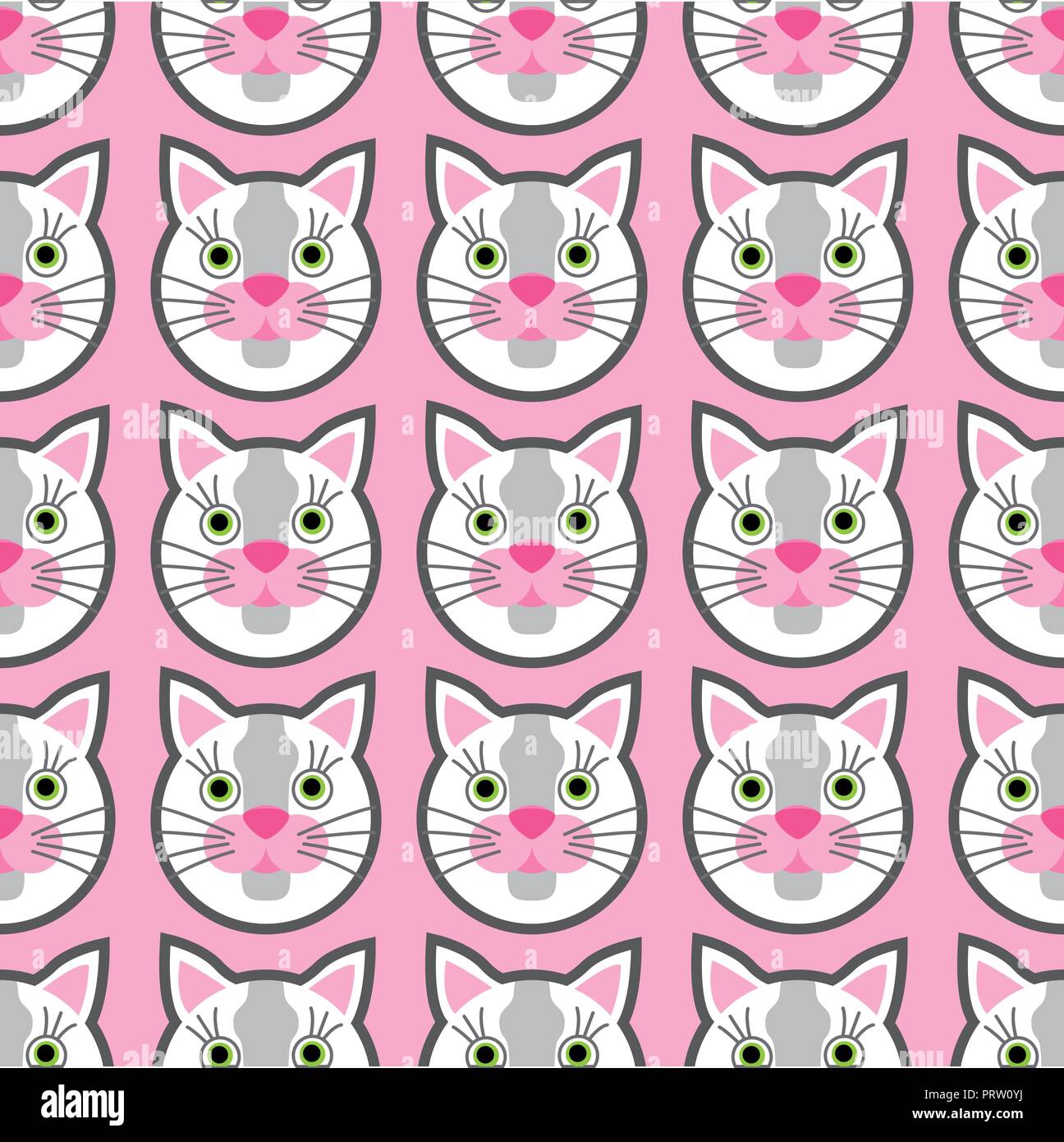 Cute cats faces seamless kids pink pattern Stock Vector Image & Art - Alamy