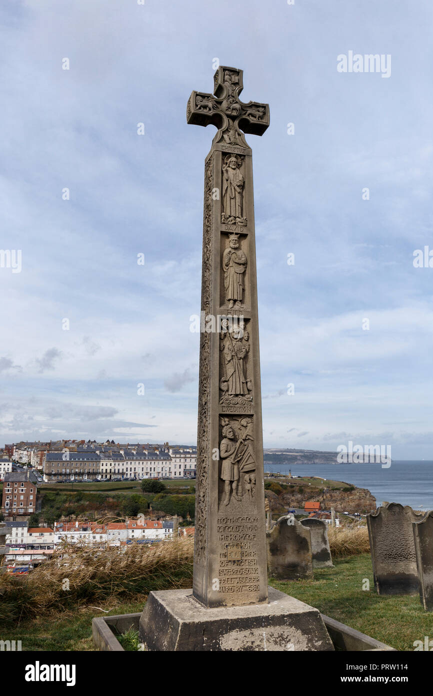 Caedmon's Cross - a late Victorian Celtic Cross, in churchyard of St ...