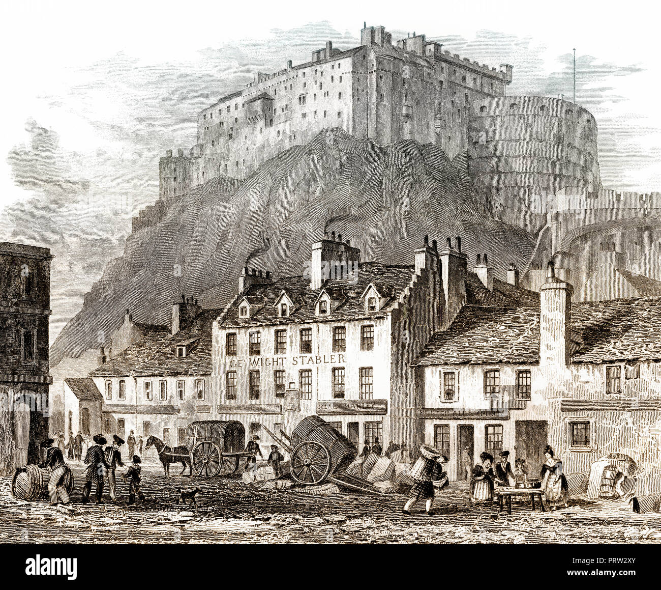 Edinburgh castle, Scotland, 19th century, from Modern Athens by Th. H ...