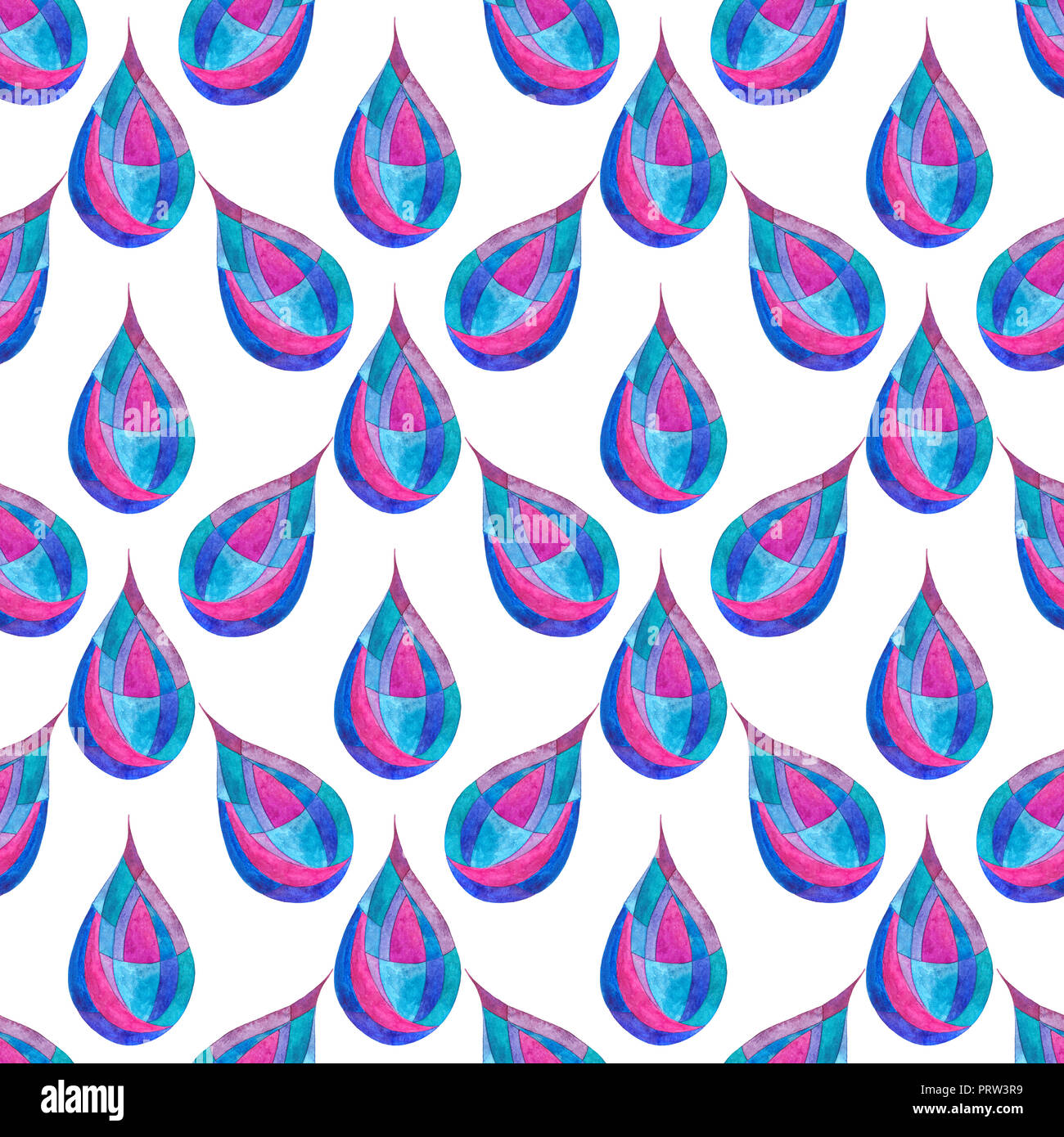 Watercolor rain drops seamless pattern. Hand painted abstract colorful ...