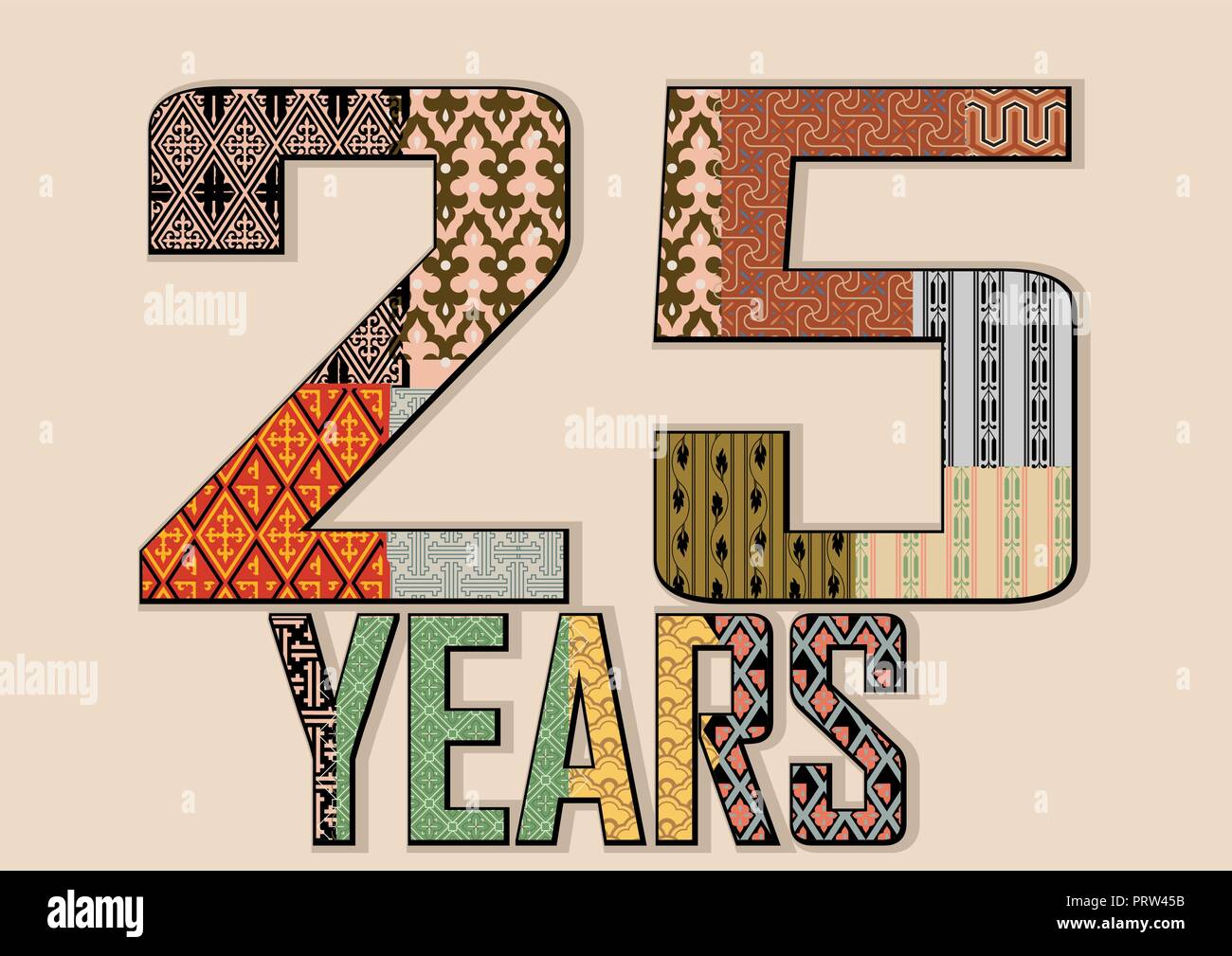 25 years anniversary background with multicolor pattern Stock Vector ...