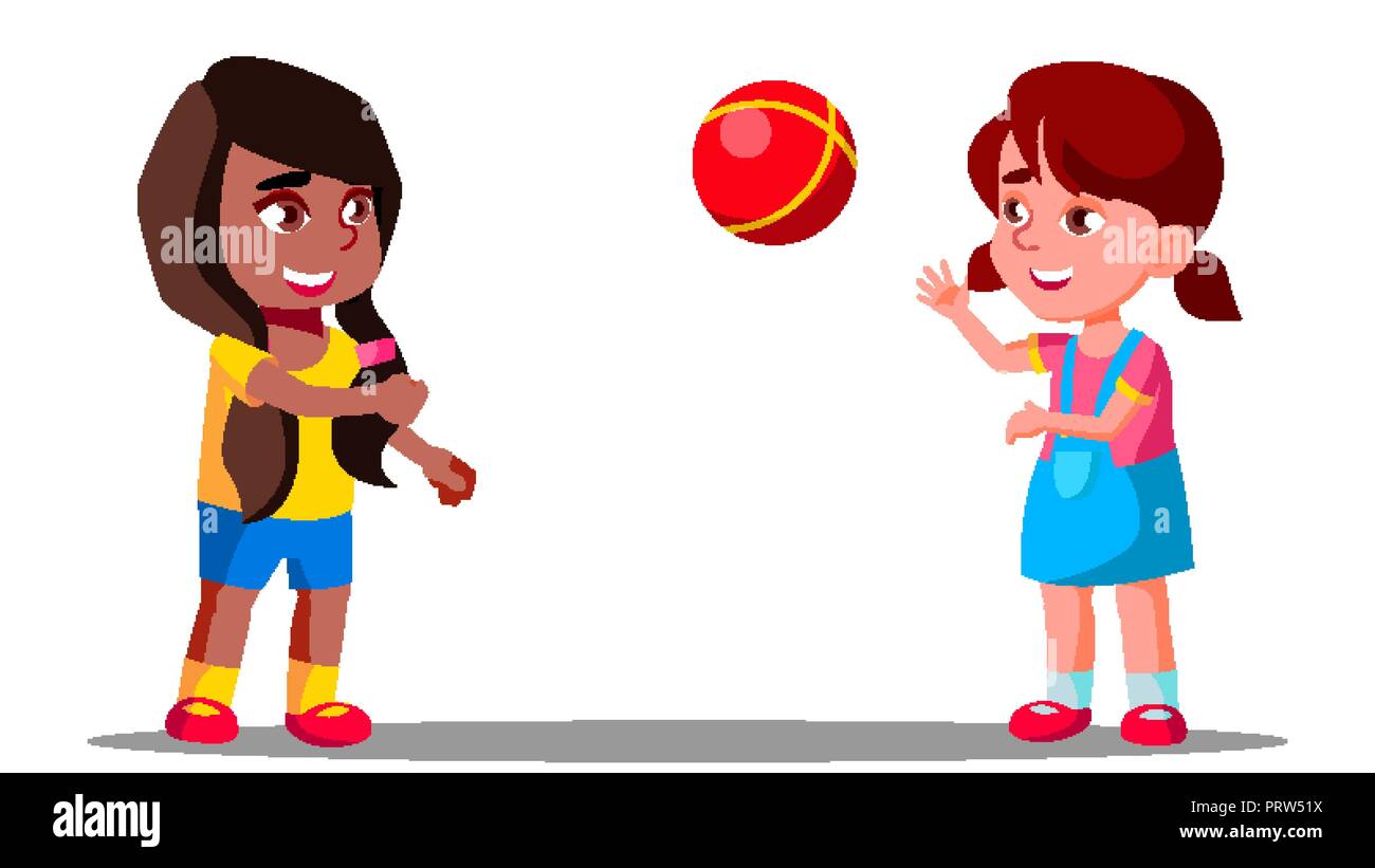 Multicultural Group Of Children Playing Together Vector. Isolated ...