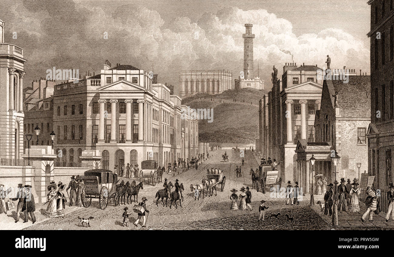 Waterloo Place, the National and Nelson's Monuments, Calton Hill ...