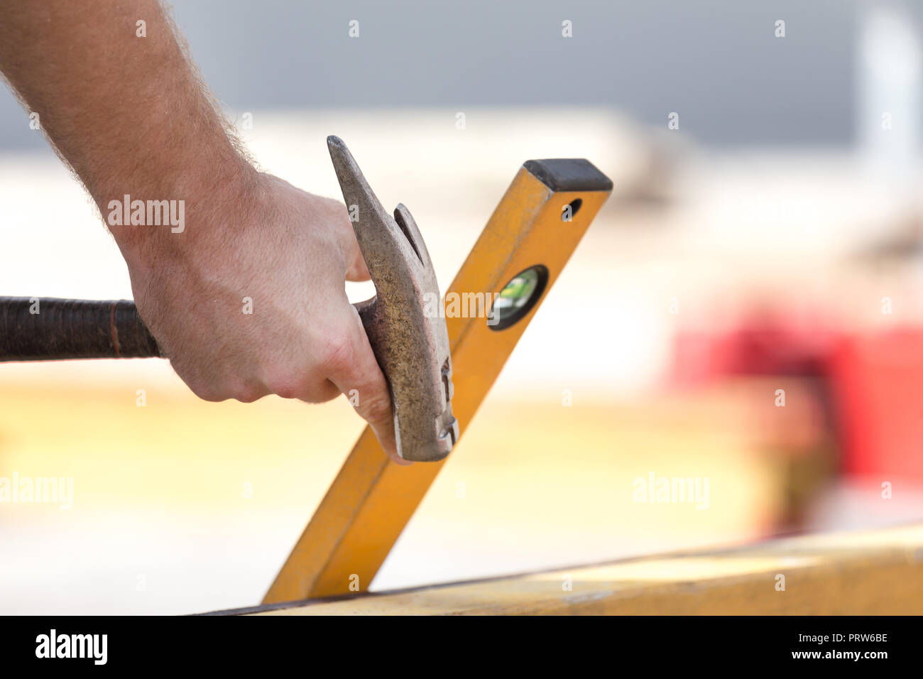 construction site tools close up background Stock Photo - Alamy