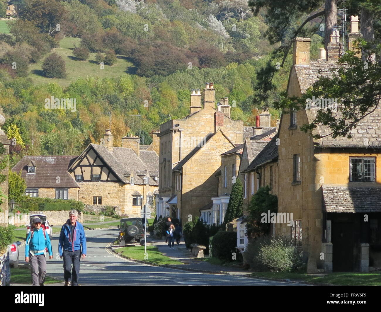 View of honey-coloured Cotswold stone in buildings along the High ...