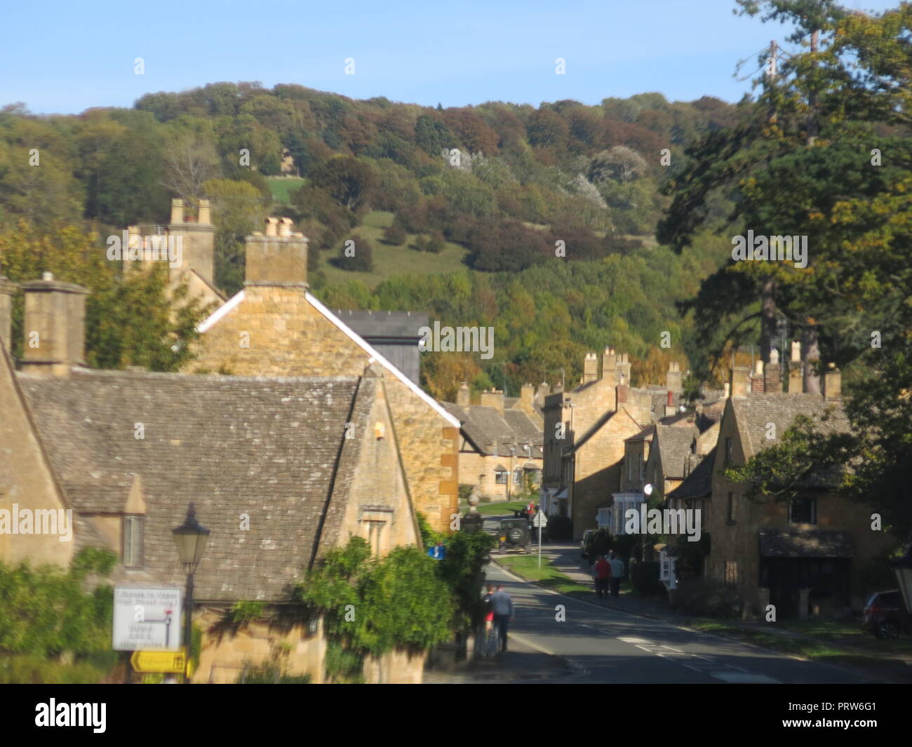 View of honey-coloured Cotswold stone in buildings along the High ...