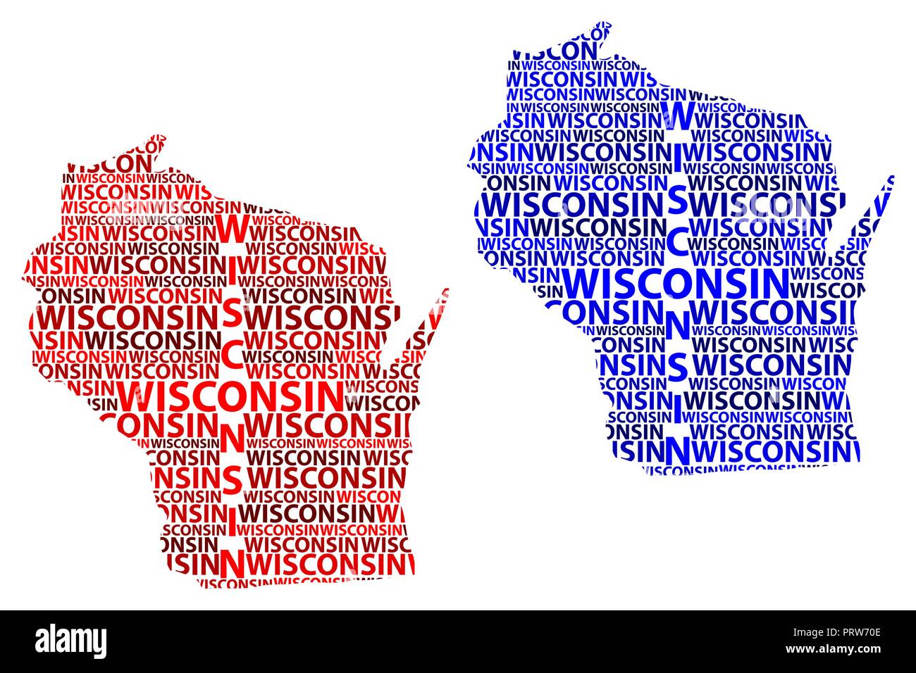 Sketch Wisconsin (United States of America) letter text map, Wisconsin ...