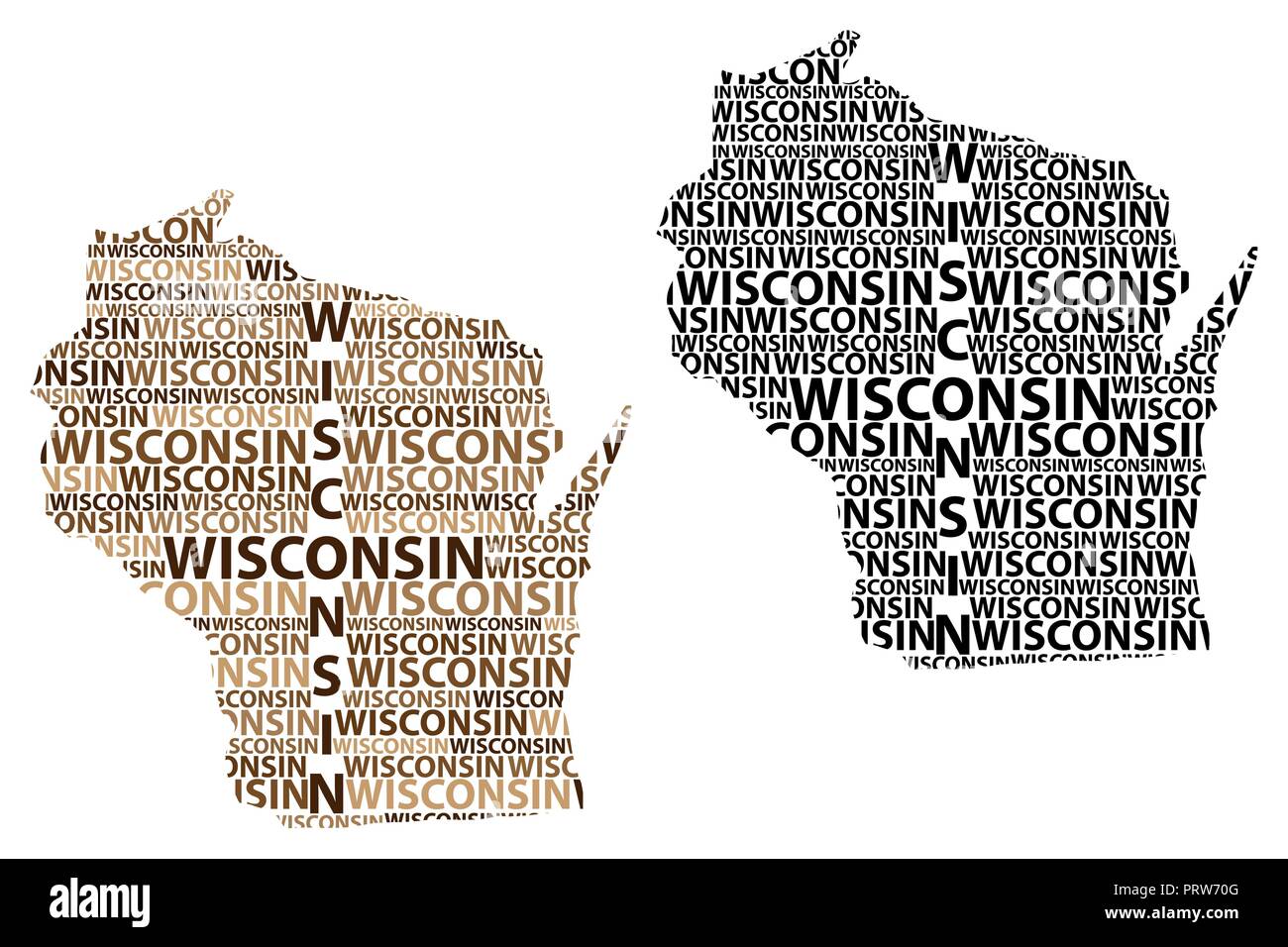 Sketch Wisconsin (United States of America) letter text map, Wisconsin ...