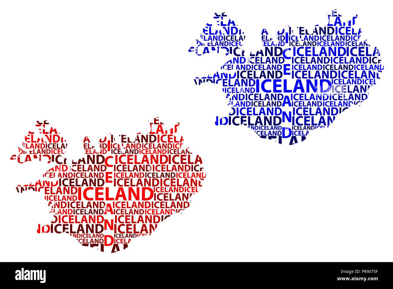 Sketch Iceland letter text map, Nordic island country - in the shape of ...