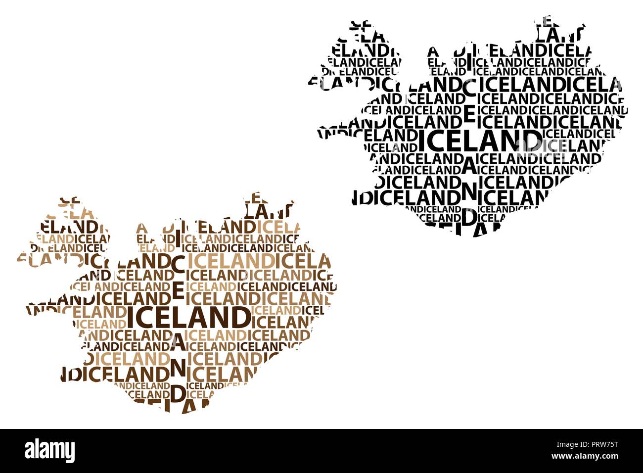 Sketch Iceland letter text map, Nordic island country - in the shape of ...