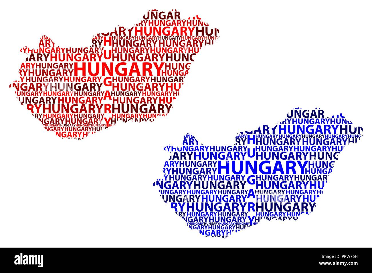 Sketch Hungary letter text map, Republic of Hungary - in the shape of ...