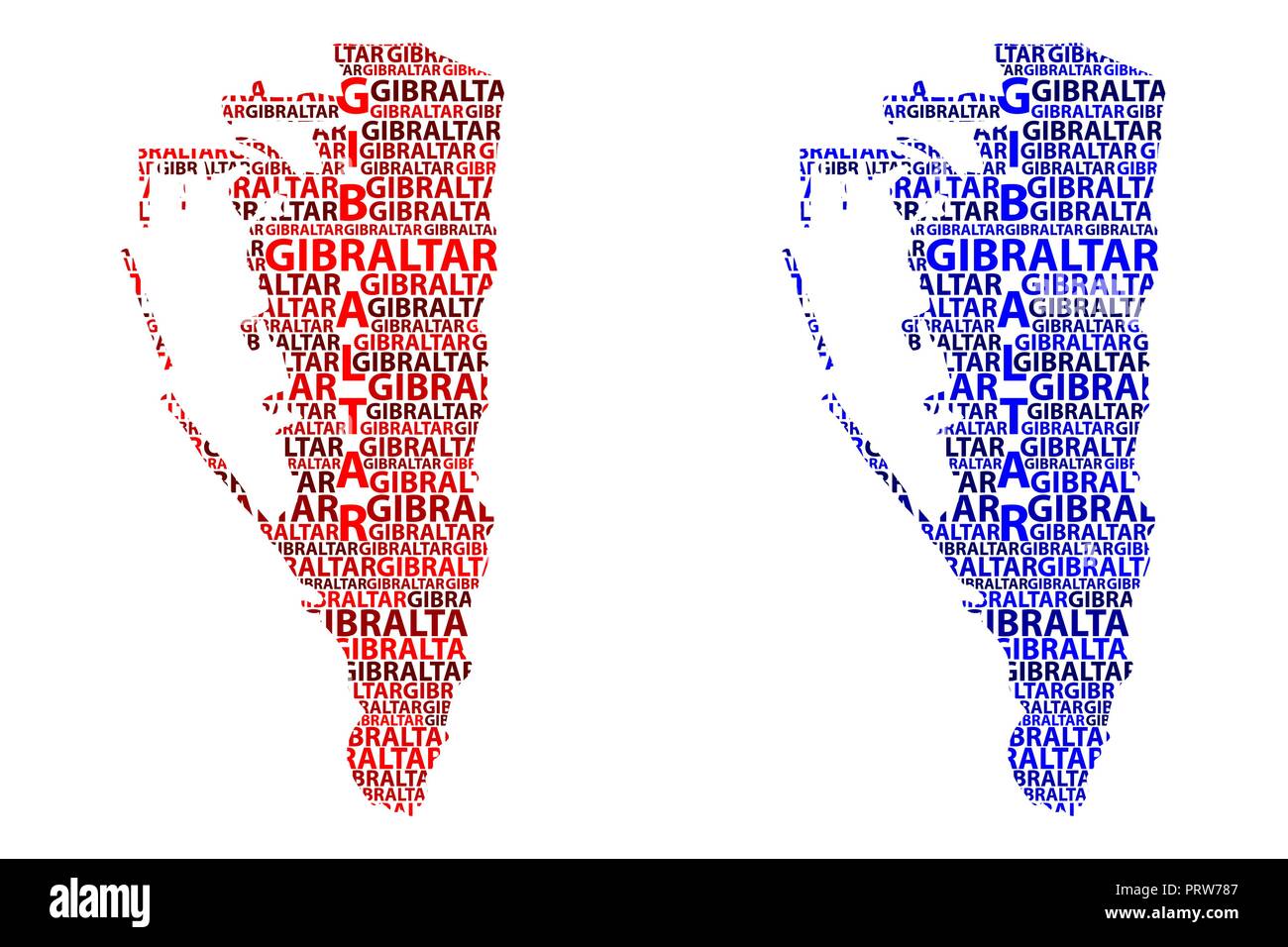 Sketch Gibraltar letter text map, Rock of Gibraltar - in the shape of ...