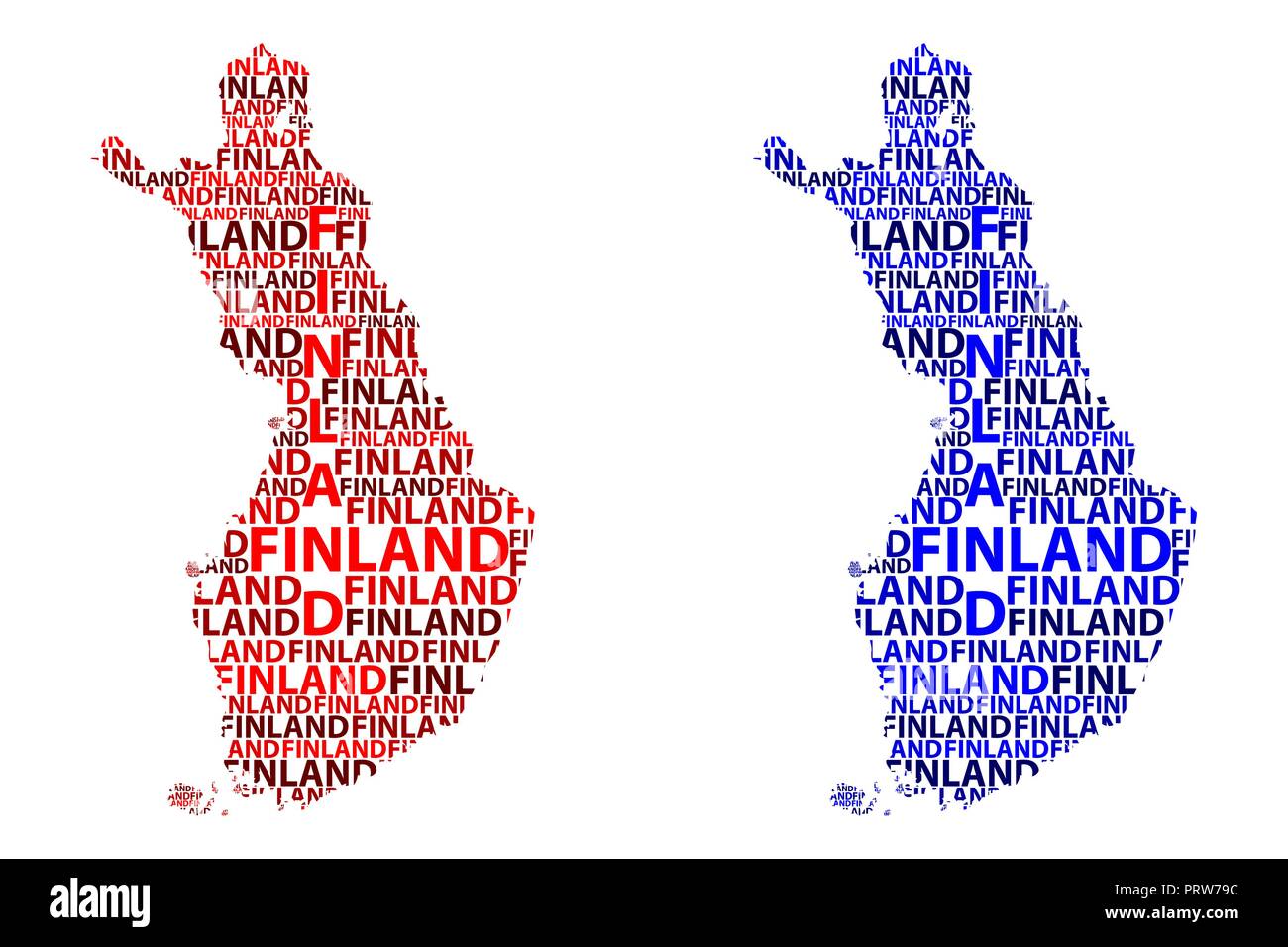 Finland Map Finland Political Map, Red Country Shape, Borders Stock