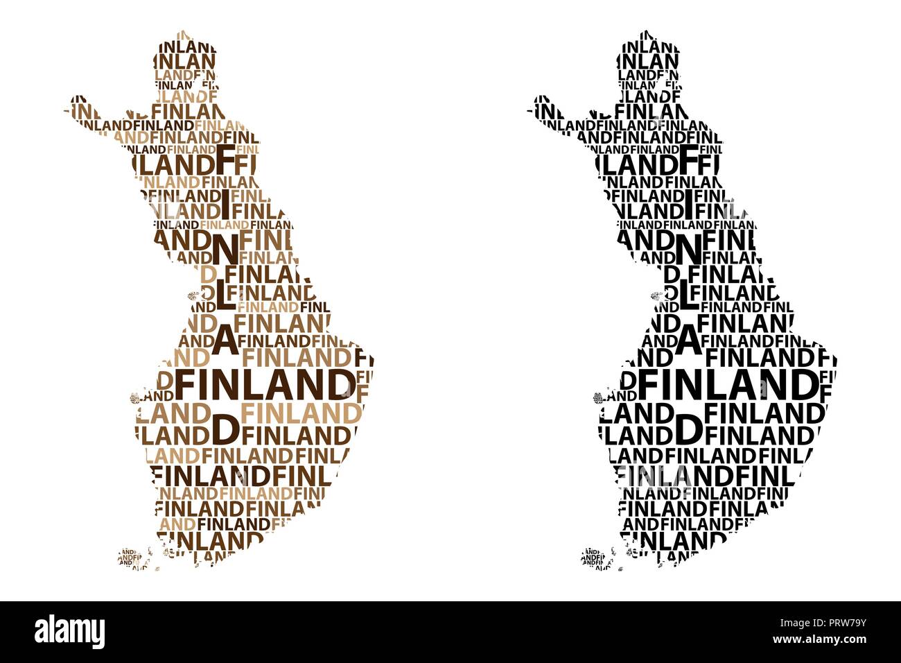 Sketch Finland letter text map, Republic of Finland - in the shape of ...