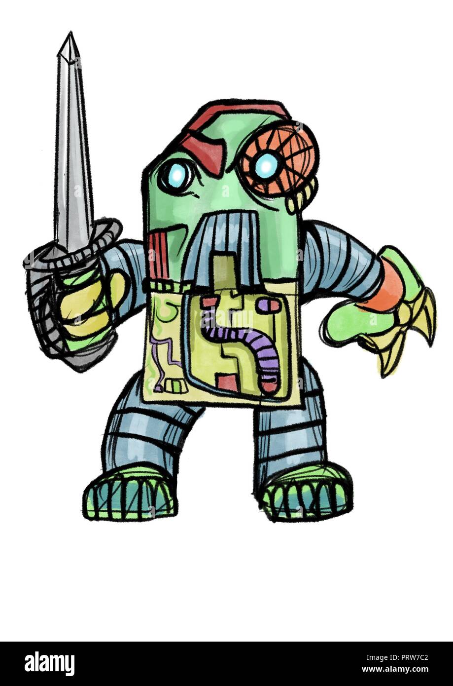 retro style robot illustration Stock Photo - Alamy