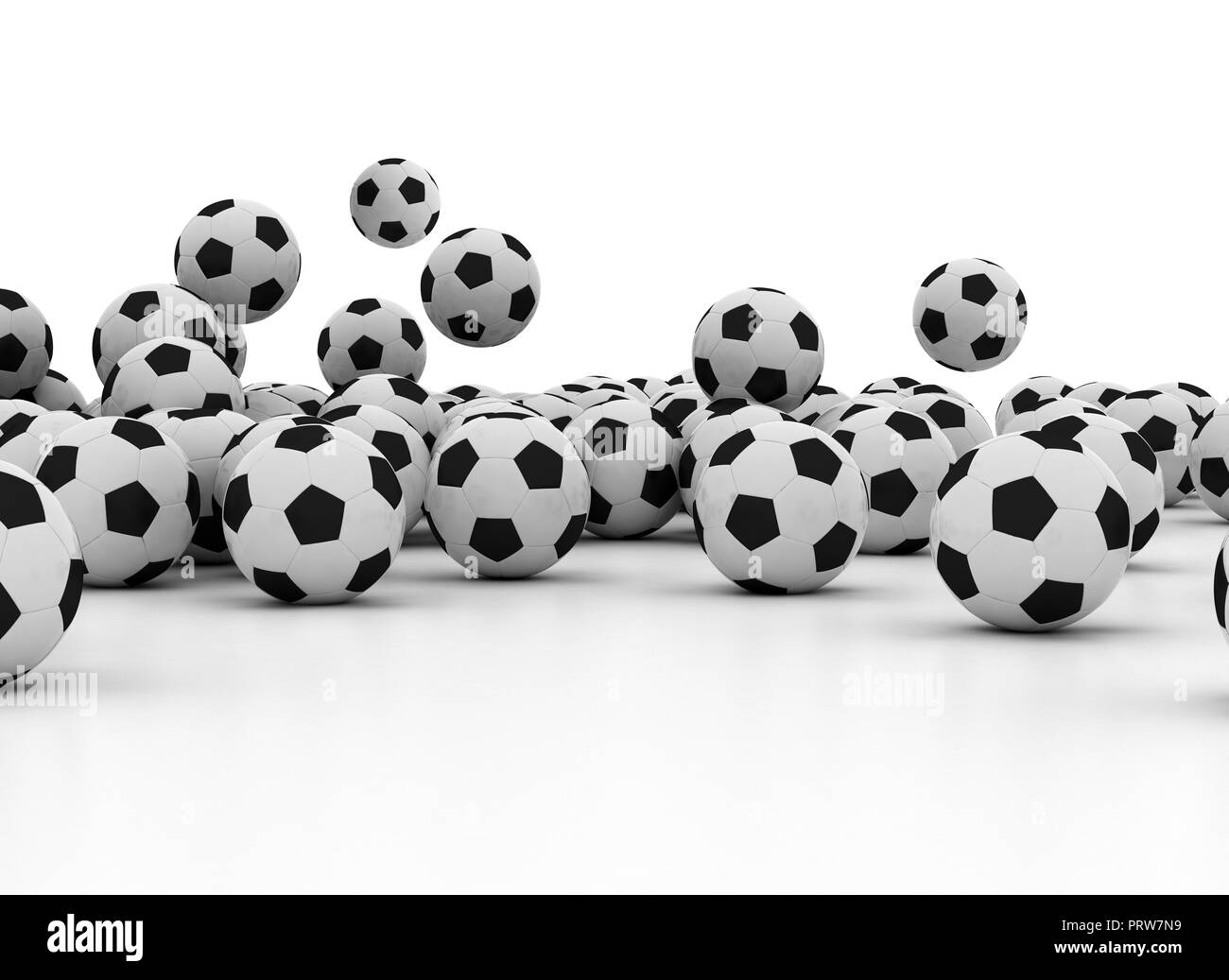 Large group of soccer balls isolated on white background Stock Photo ...