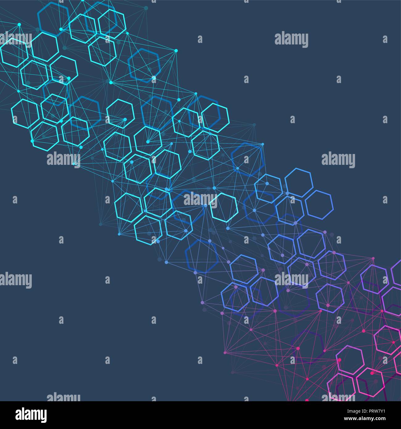 Hexagonal abstract background. Big Data Visualization. Global network connection. Medical ...
