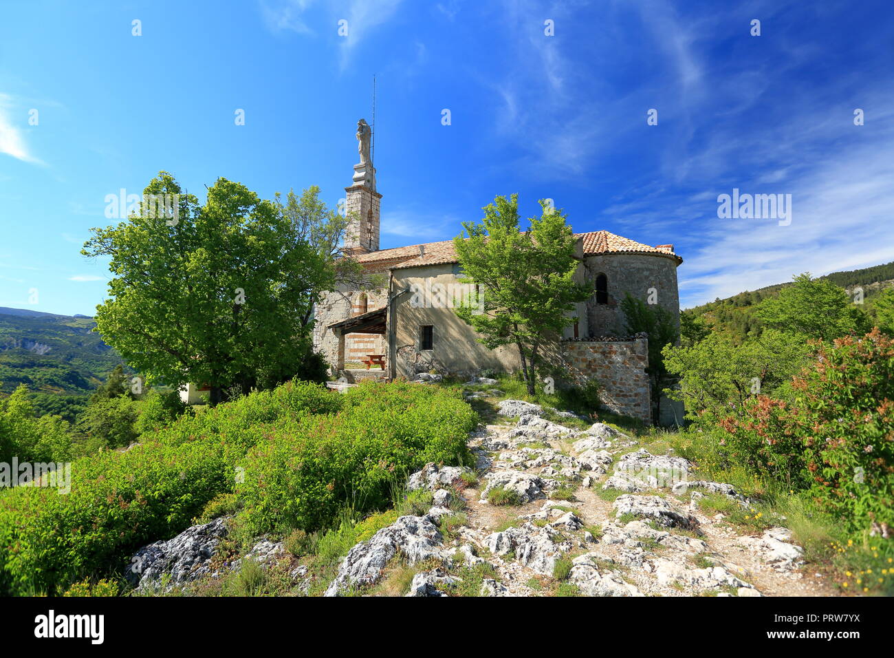 Notre Dame du Roc church, Castellane, Parc regional du Verdon, Alpes de ...