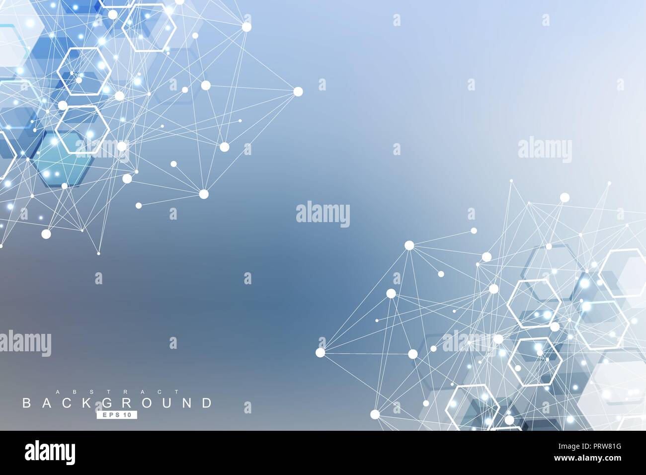 Hexagonal abstract background. Big Data Visualization. Global network connection. Medical ...