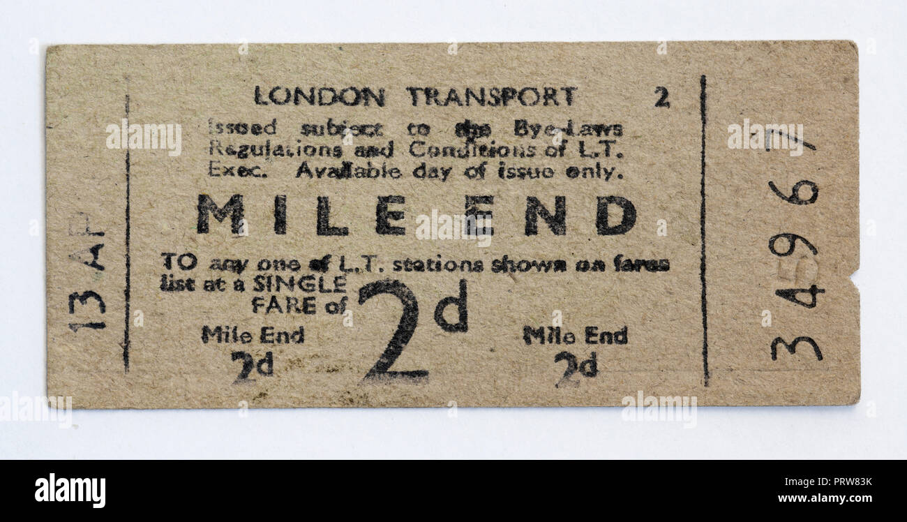 Vintage tube ticket london hi-res stock photography and images - Alamy