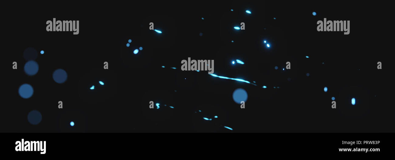 Blue lighten dust particles in front of black background Stock Photo ...