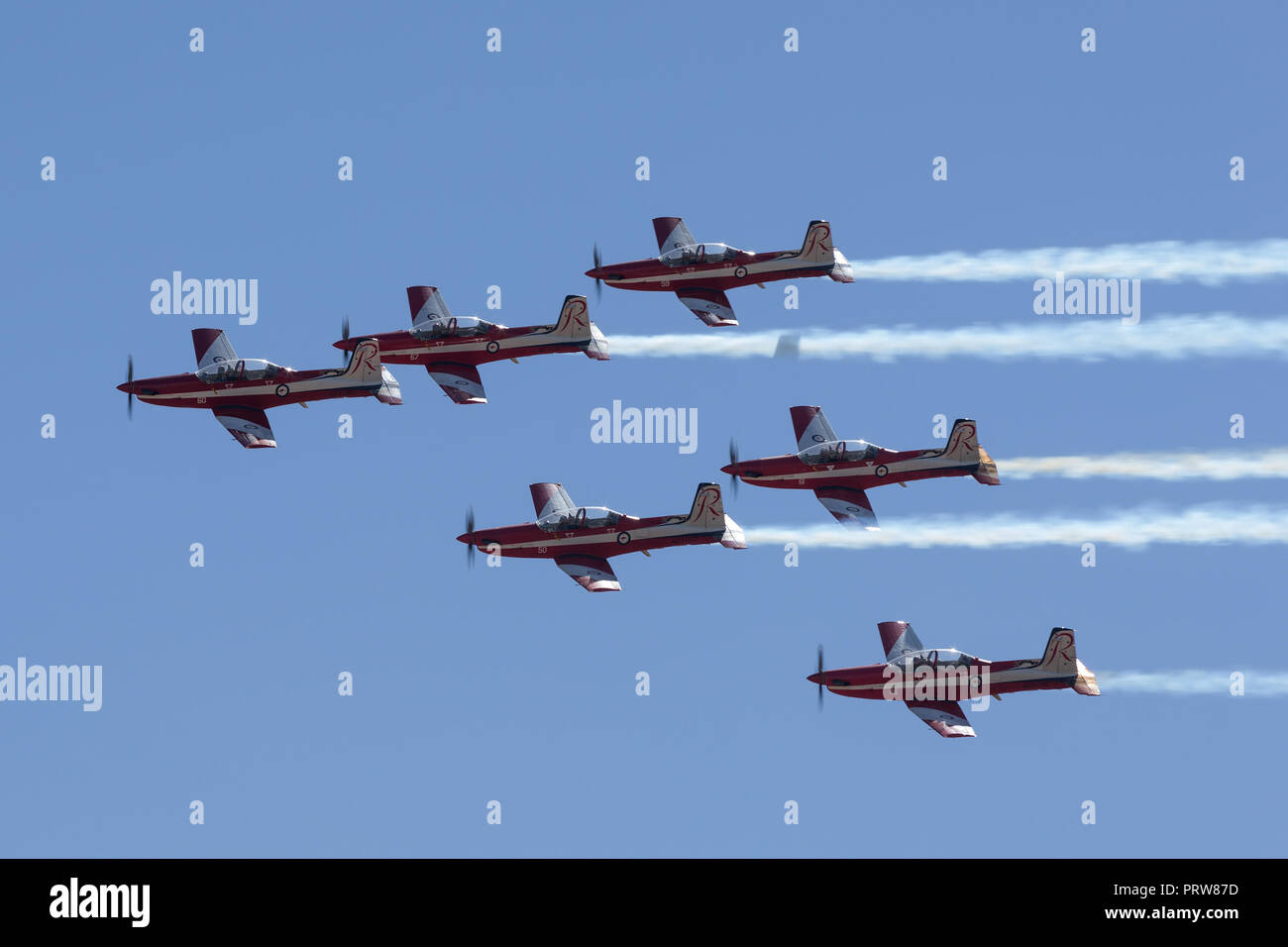 Royal Australian Air Force (RAAF) Roulettes formation aerobatic display ...