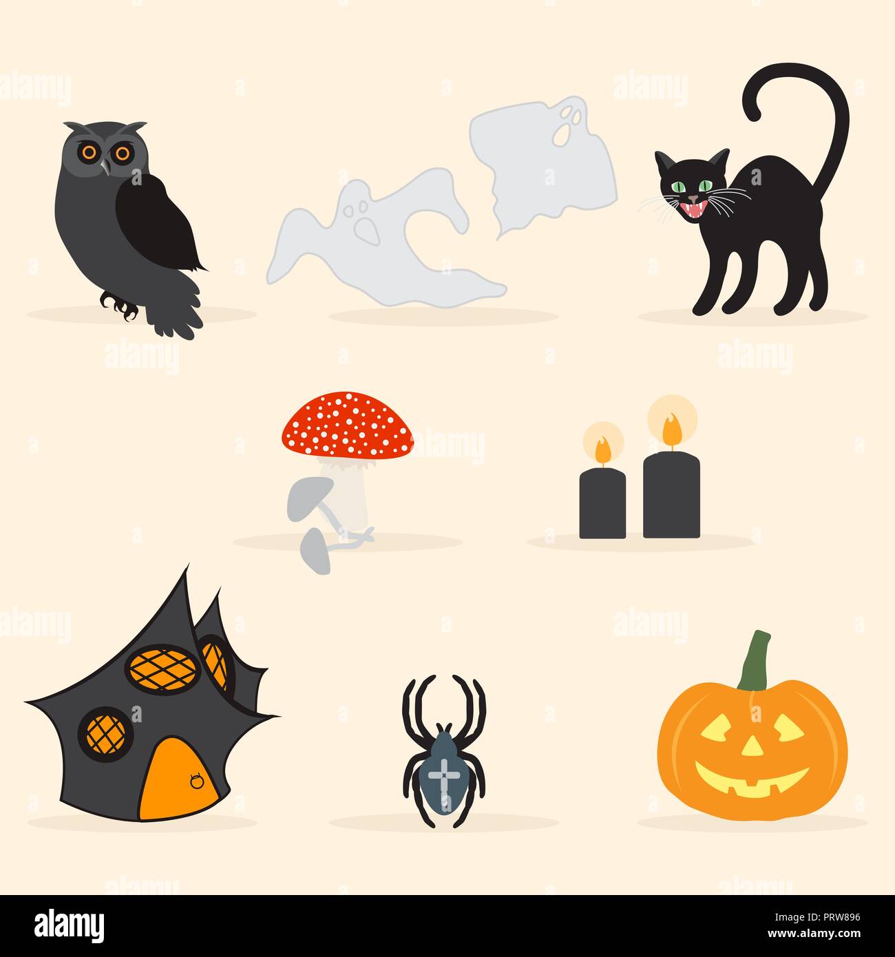 Halloween 2019 icon set. Vector illustration with traditional holiday ...