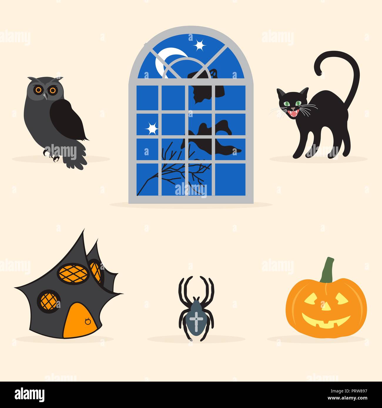 Halloween 2019 icon set. Vector illustration with traditional holiday ...