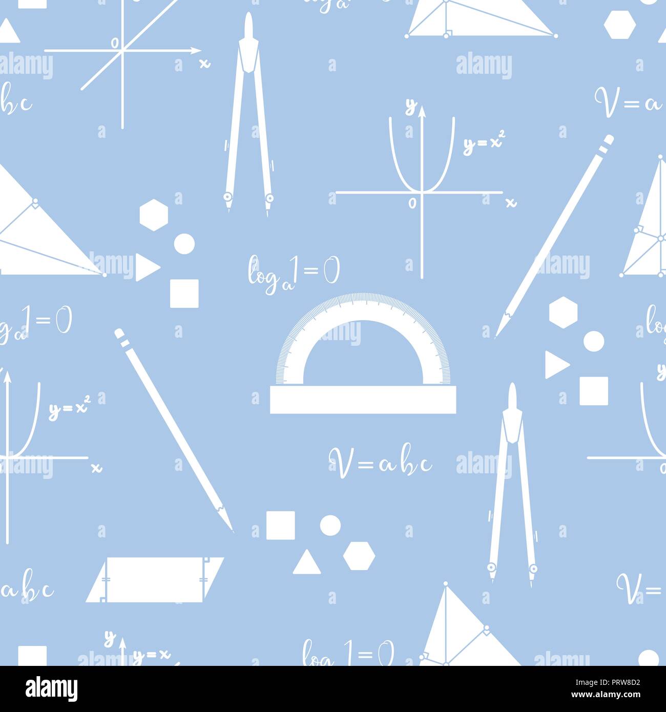 Mathematical scientific vector seamless pattern with geometry plots ...