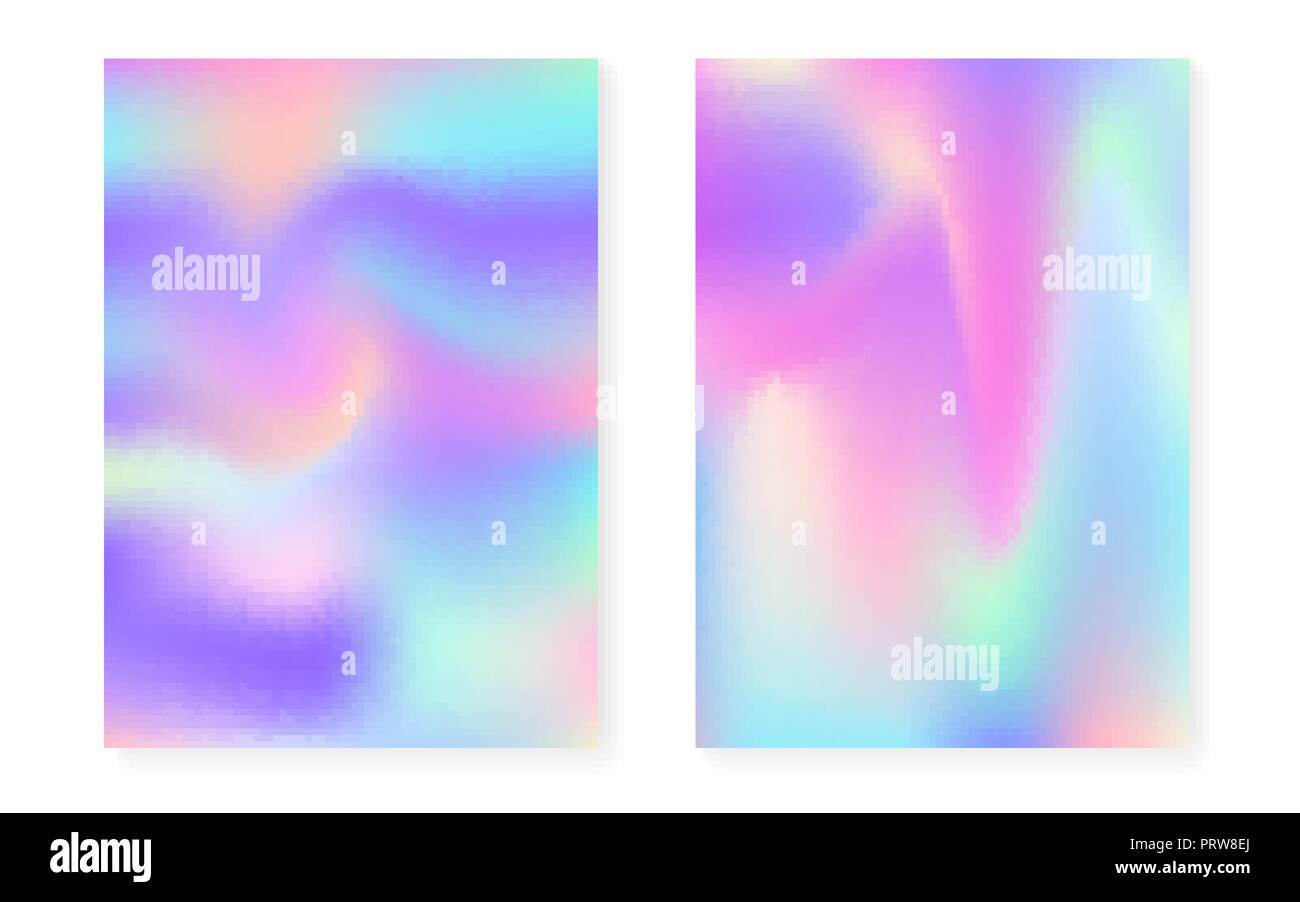 Holographic gradient background set with hologram cover Stock Vector ...