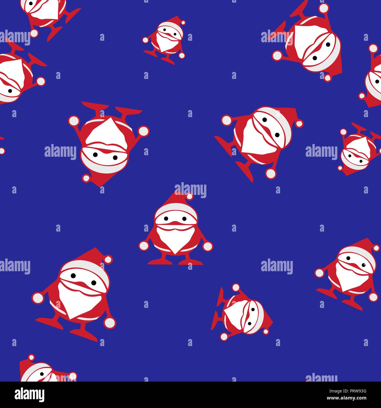Santa Claus seamless pattern. Blue background. Vector illustration ...