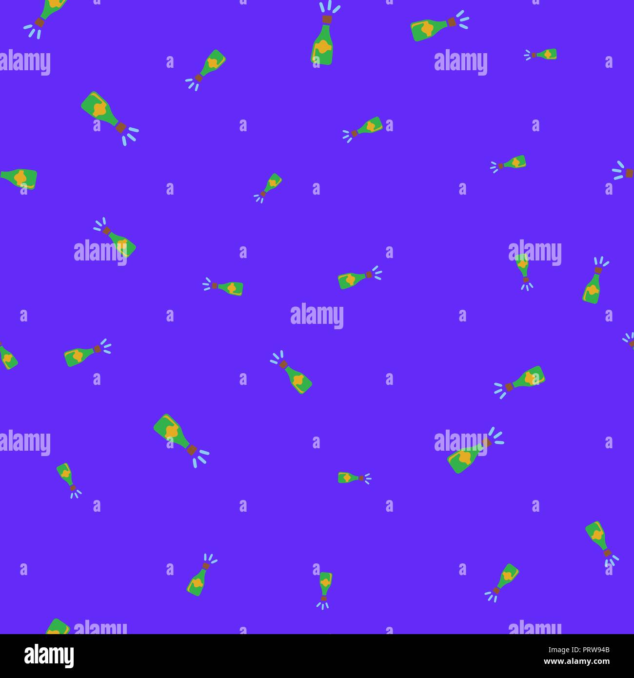 Bottles of champagne seamless pattern. Blue background. Vector ...