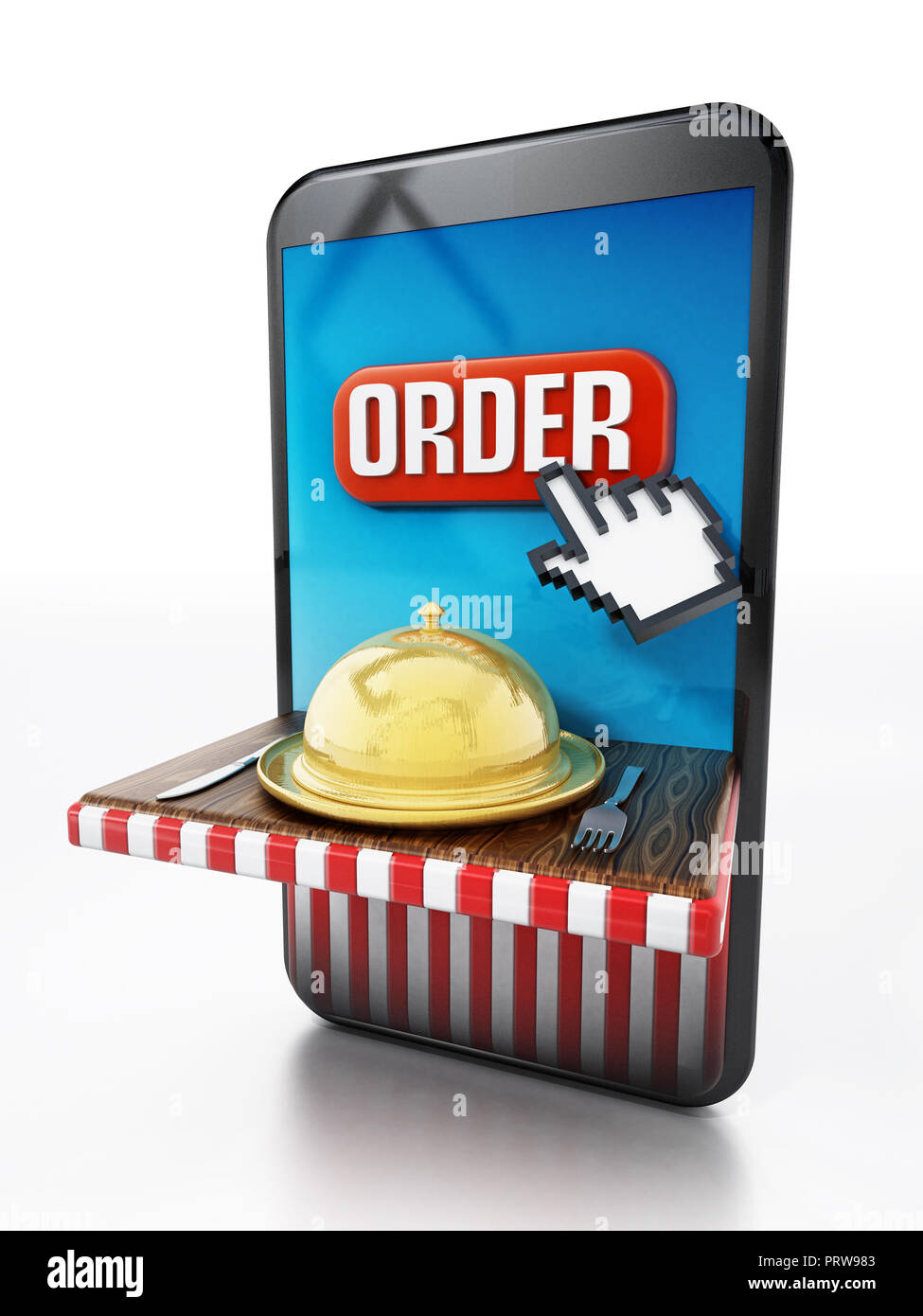 Online food order and delivery concept. 3D illustration Stock Photo - Alamy