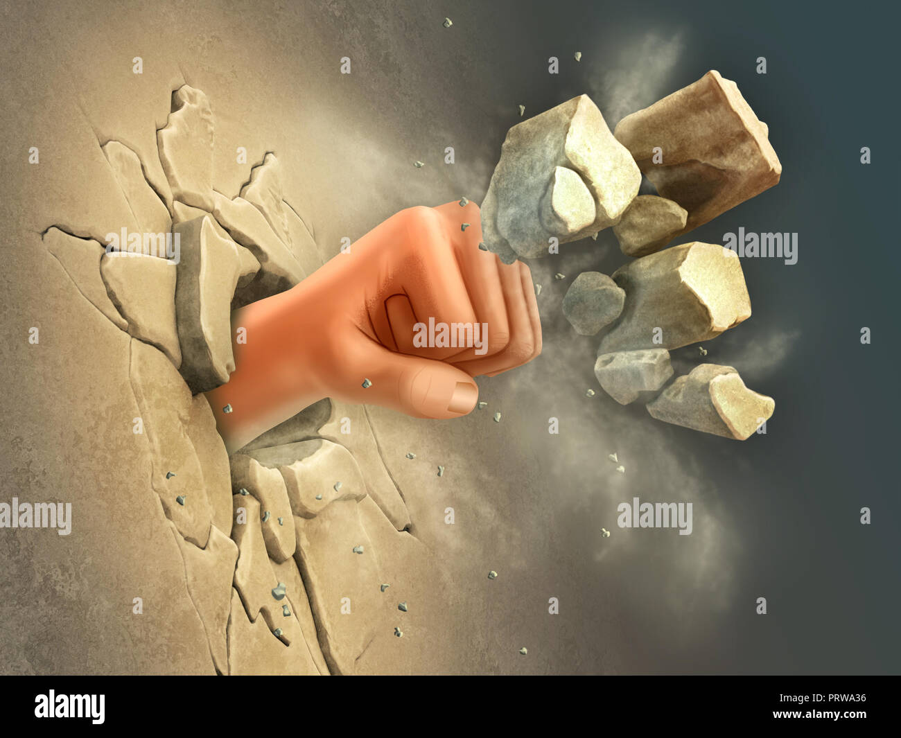 Fist punching through wall hi-res stock photography and images - Alamy