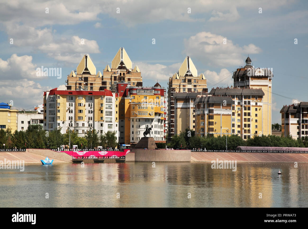 Embankment of Ishim river in Astana. Kazakhstan Stock Photo - Alamy