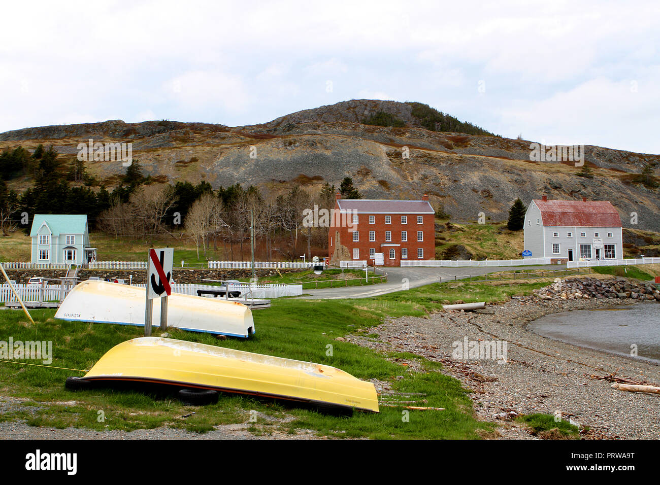 A few residences and boats near the Town of Trinity. Trinity is a small ...