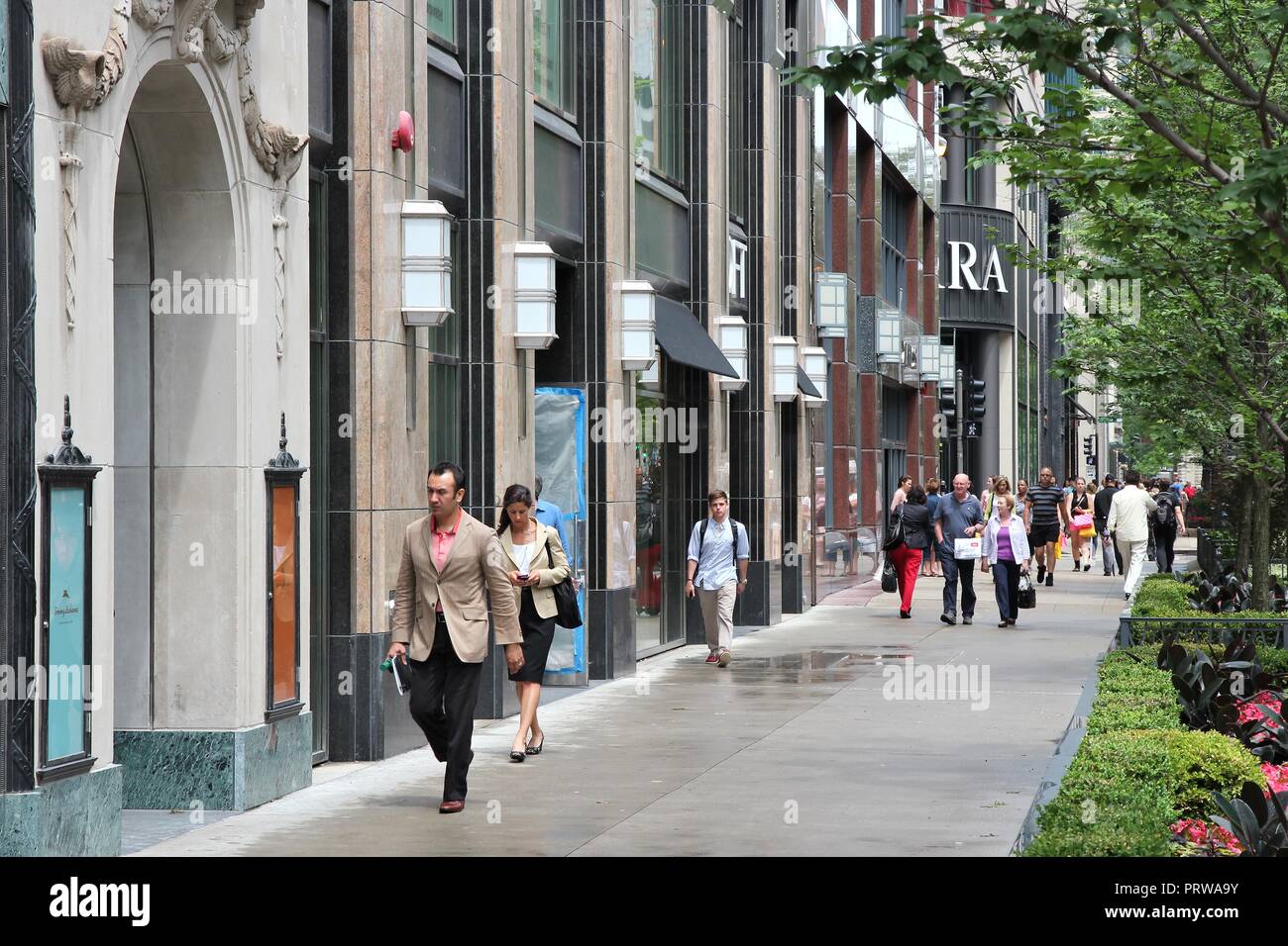 CHICAGO, USA - JUNE 26, 2013: People walk the famous Magnificent Mile ...