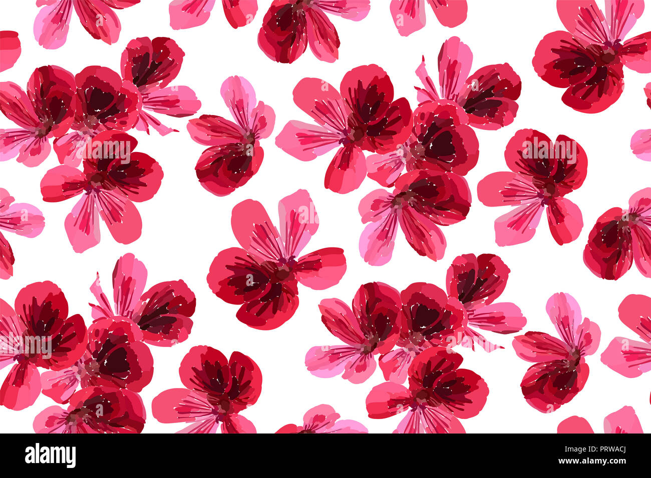 Floral seamless pattern with different flowers and leaves. Botanical ...