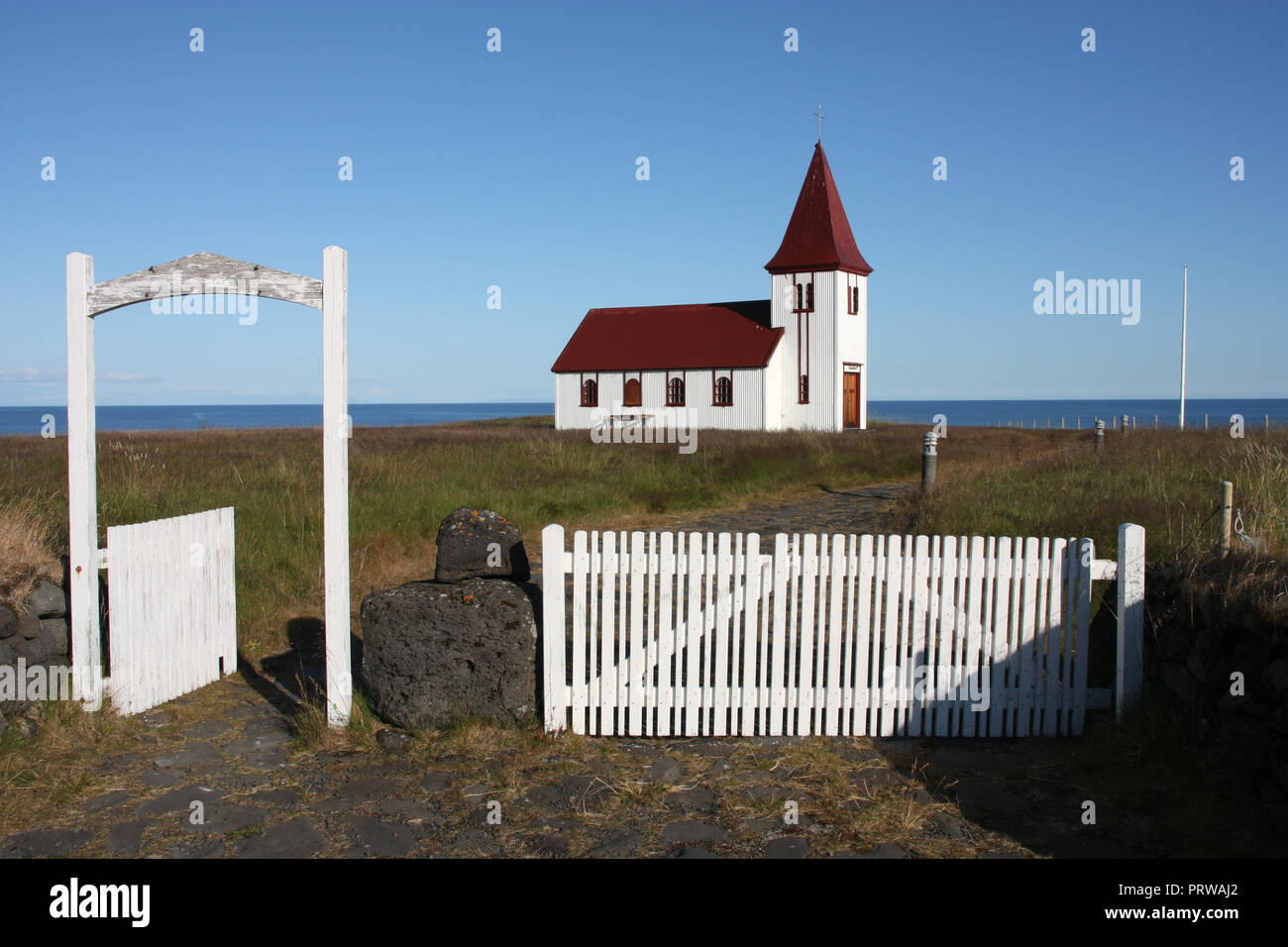 Old small wooden church in Hellnar, Snaefellsnes peninsula, Iceland ...