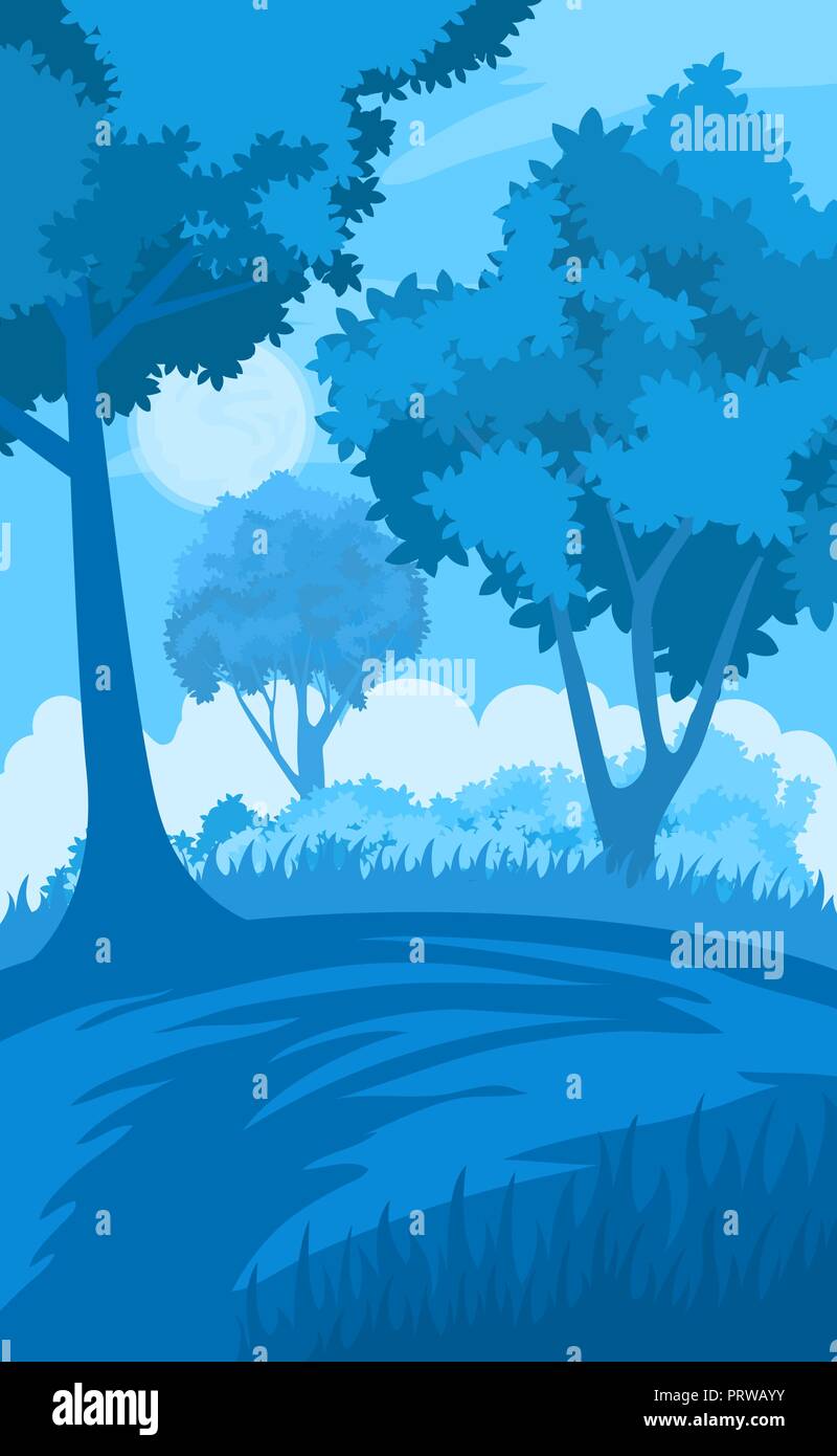 Night background with trees and moon Stock Vector Image & Art - Alamy