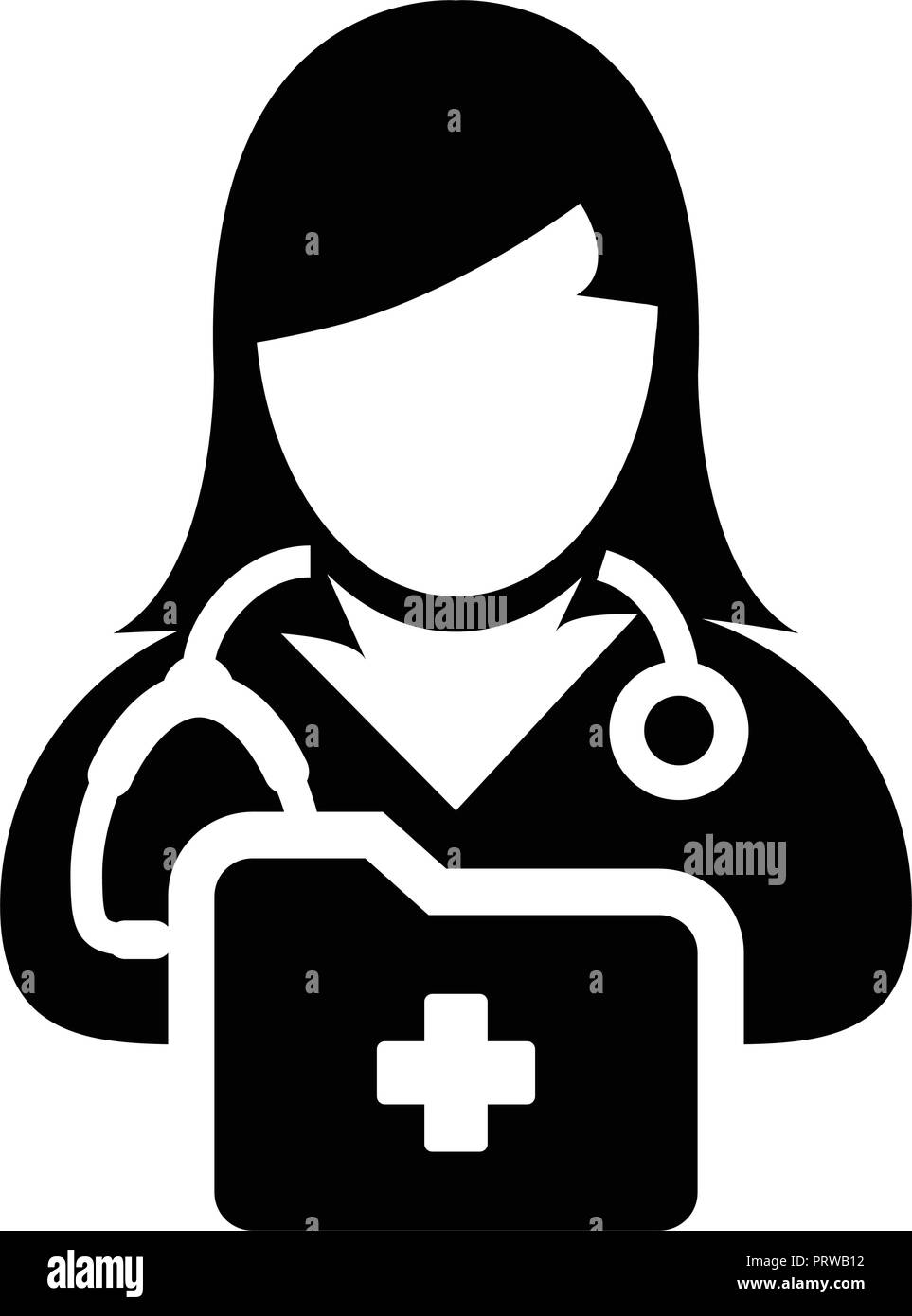 Health icon vector female doctor person profile avatar with stethoscope ...