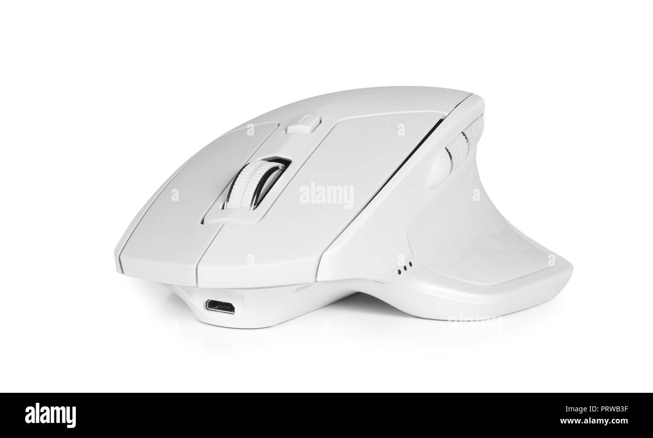 modern wireless ergonomic computer mouse isolated on white background ...