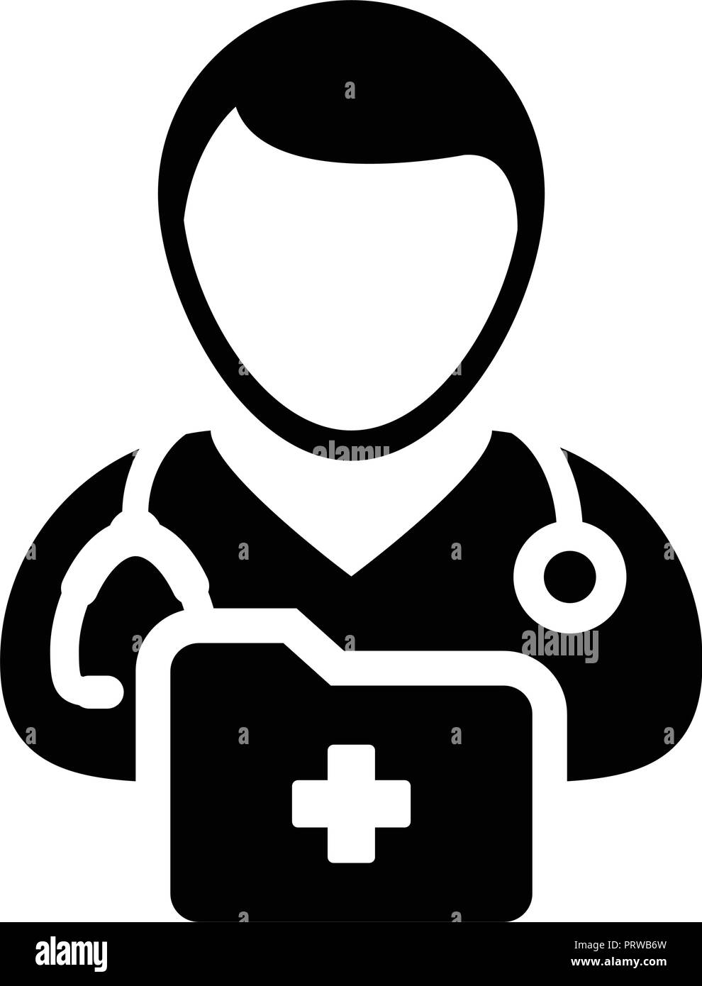 Medical record icon vector with male doctor person profile avatar with ...