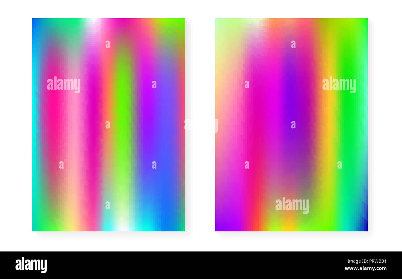 Holographic gradient background set with hologram cover Stock Vector ...