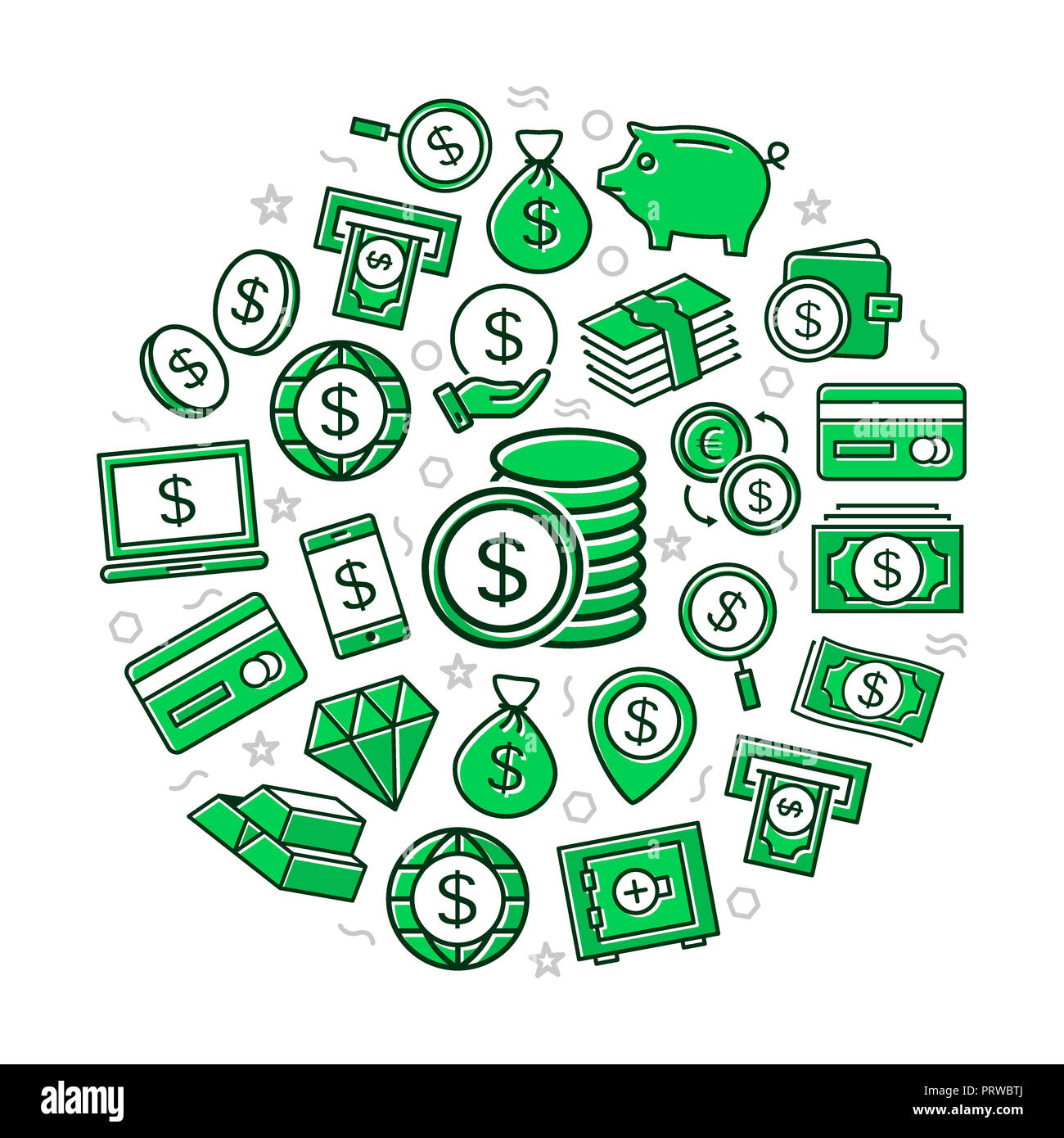 Money colored icons in circle design concept. Illustration for ...