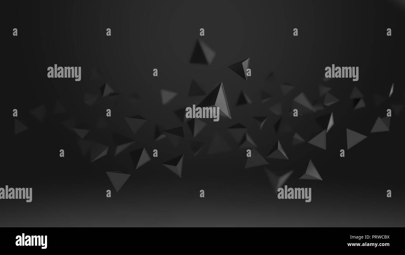 3d rendering of triangle geometric shapes , abstract low key and ...