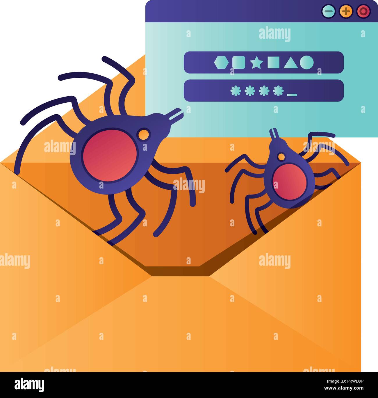 open letter with shield and window isolated icons Stock Vector Image ...